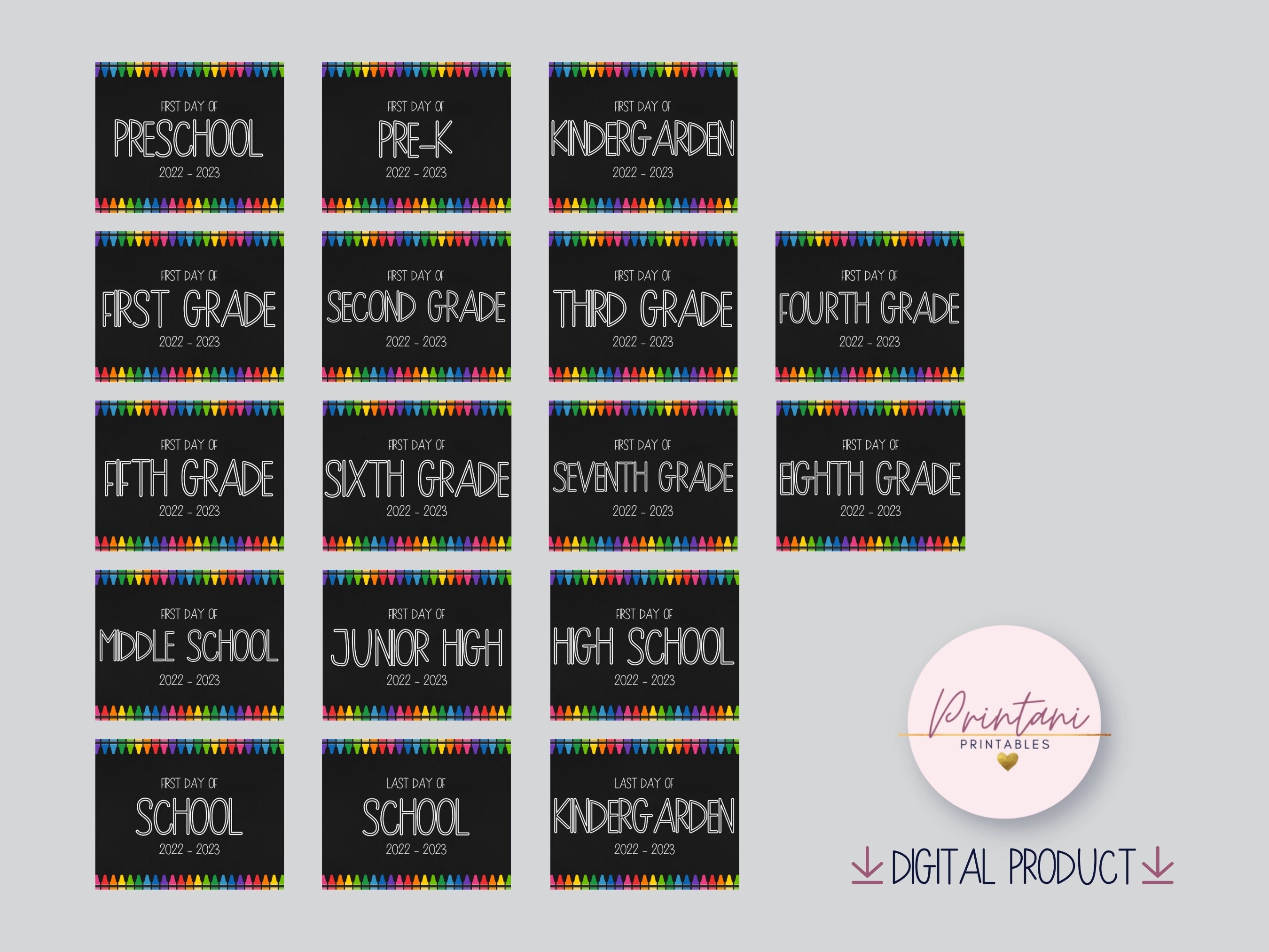 PRINTABLE First Day of School Simple Chalkboard Sign 2022, Last Day of ...