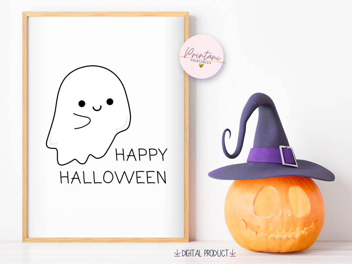 PRINTABLE Cute Halloween Minimalist Ghost Nursery Wall Art, Simple ...