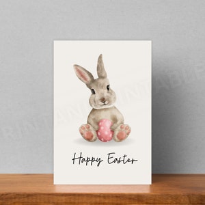 Printable Easter Bunny Greeting Card, Happy Easter Printable Card, Cute ...