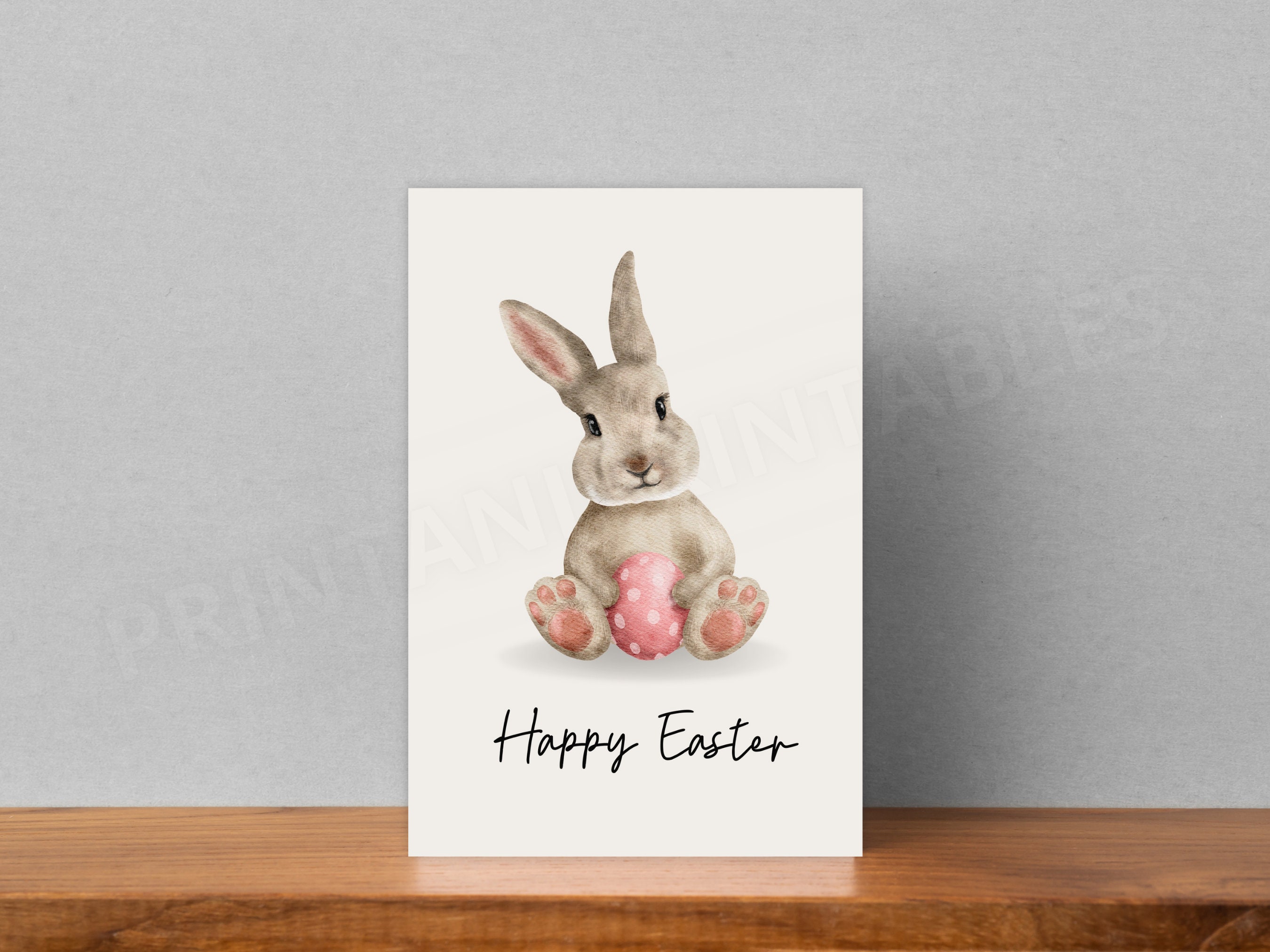 Printable Easter Bunny Greeting Card, Happy Easter Printable Card, Cute ...