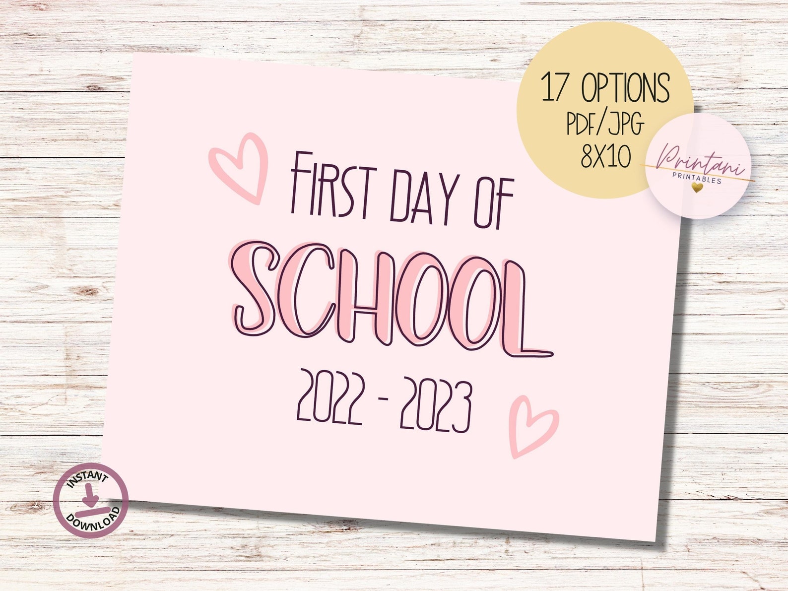 PRINTABLE First Day of School Sign, Pink Girl First Day of School Sign ...