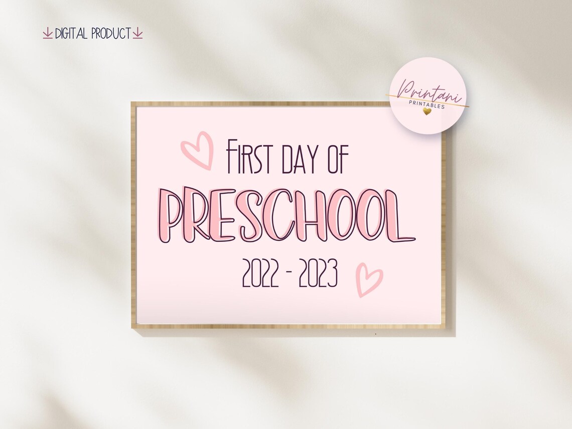 PRINTABLE First Day of School Sign, Pink Girl First Day of School Sign ...
