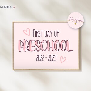 PRINTABLE First Day of School Sign, Pink Girl First Day of School Sign ...