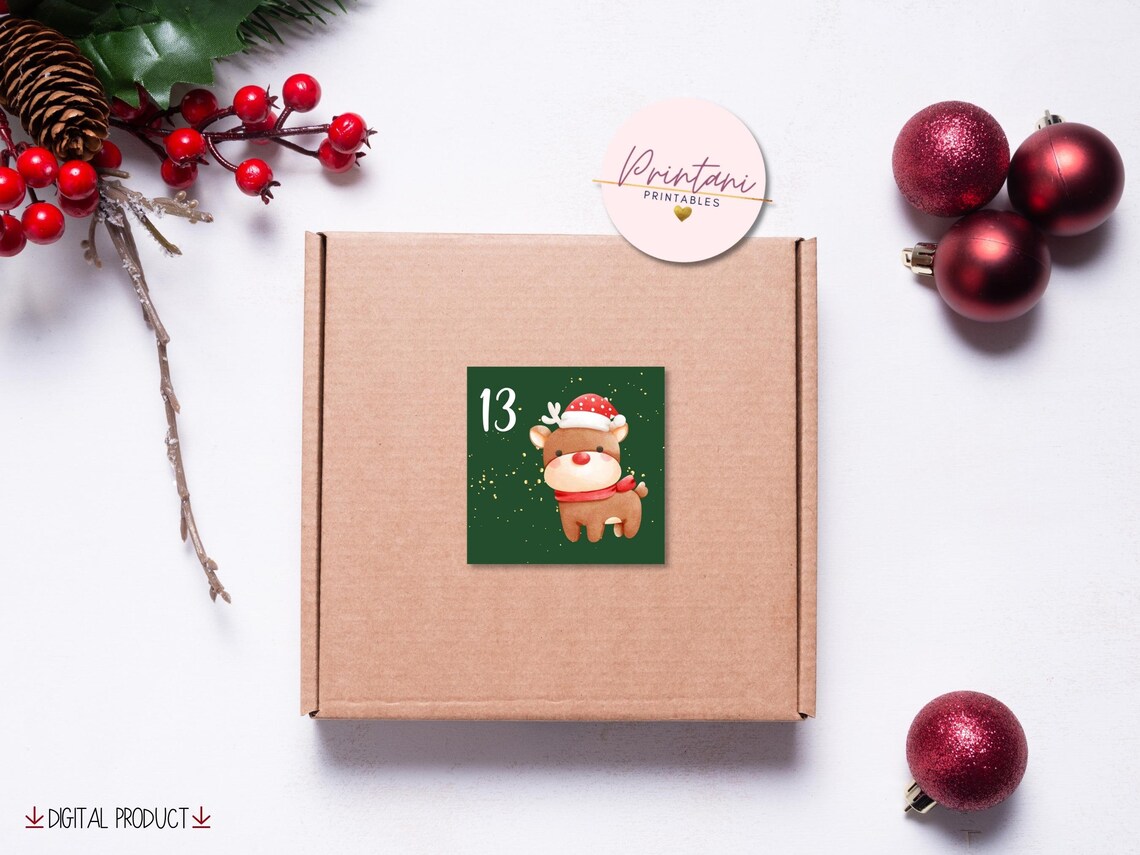 PRINTABLE Advent Calendar Sticker Sheet, Christmas Tags, Advent ...