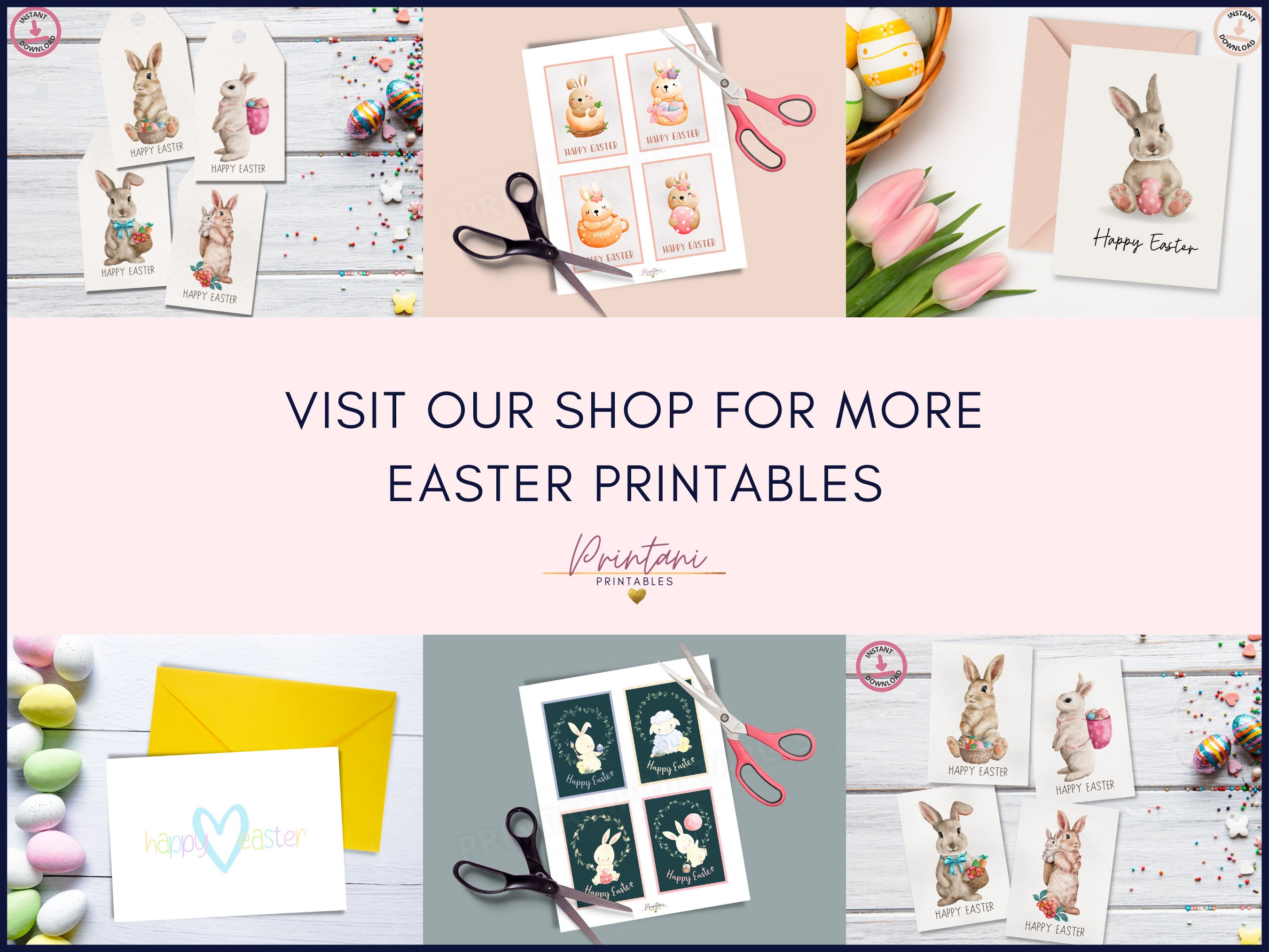 Printable Easter Bunny Greeting Card, Happy Easter Printable Card, Cute ...