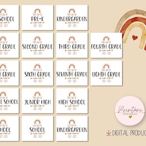 PRINTABLE First Day of School Sign, Boho Rainbow First Day of School ...