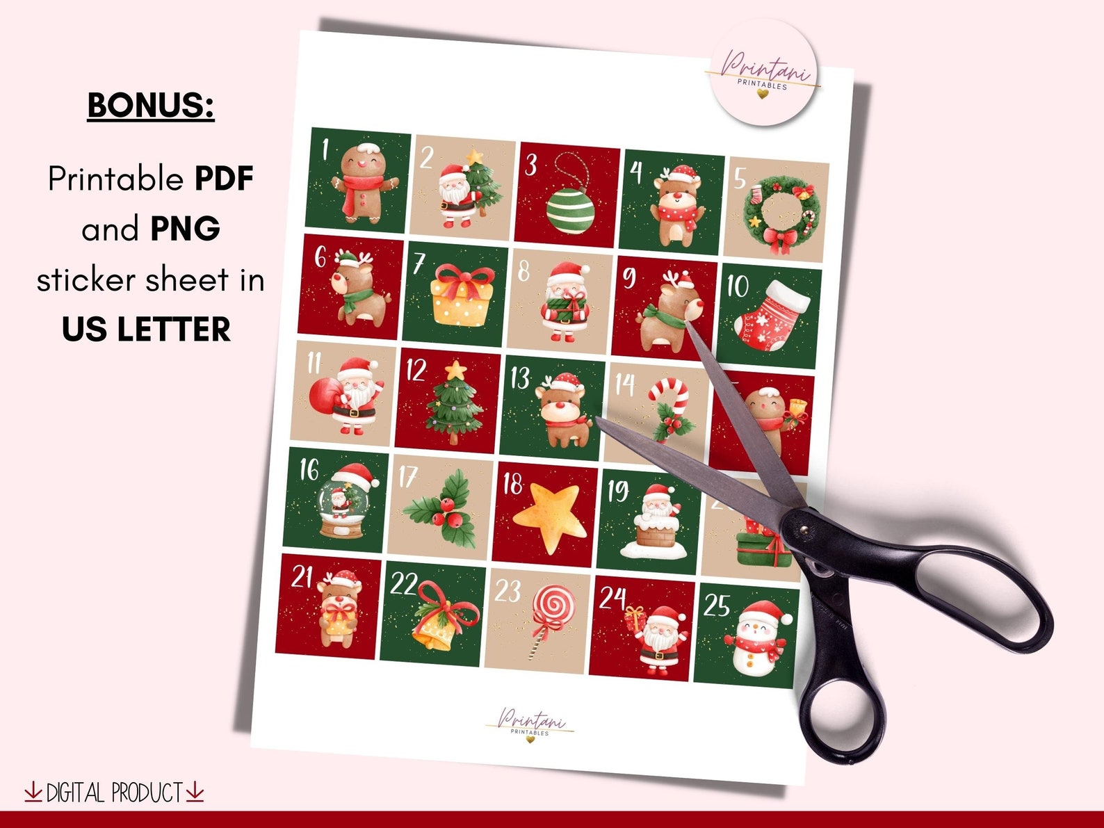 PRINTABLE Advent Calendar Foldable Boxes Christmas Countdown - Etsy UK