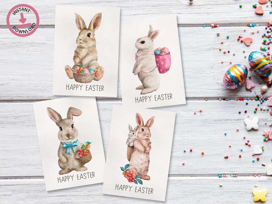 Printable Easter Bunny Card for Kids, Happy Easter Printable Kids Cards ...