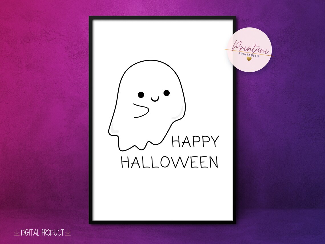 PRINTABLE Cute Halloween Minimalist Ghost Nursery Wall Art, Simple ...