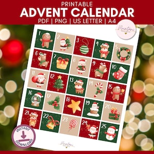 PRINTABLE Advent Calendar Sticker Sheet, Christmas Tags, Advent ...