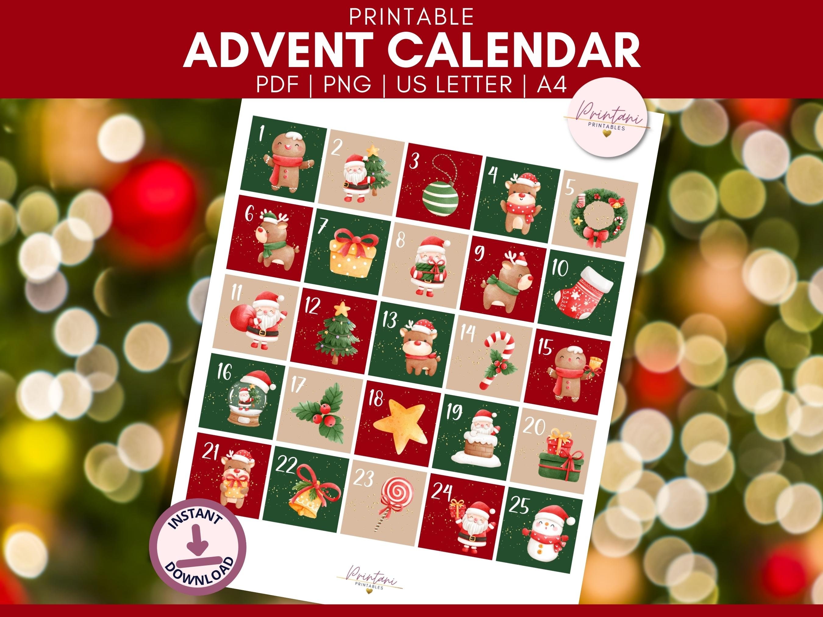 PRINTABLE Advent Calendar Sticker Sheet, Christmas Tags, Advent ...