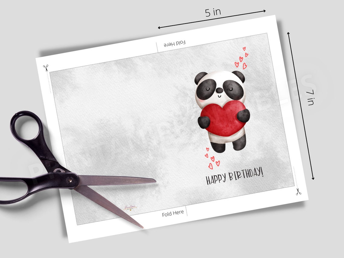 PRINTABLE Panda Happy Birthday Greeting Card, Birthday Card for Kids ...