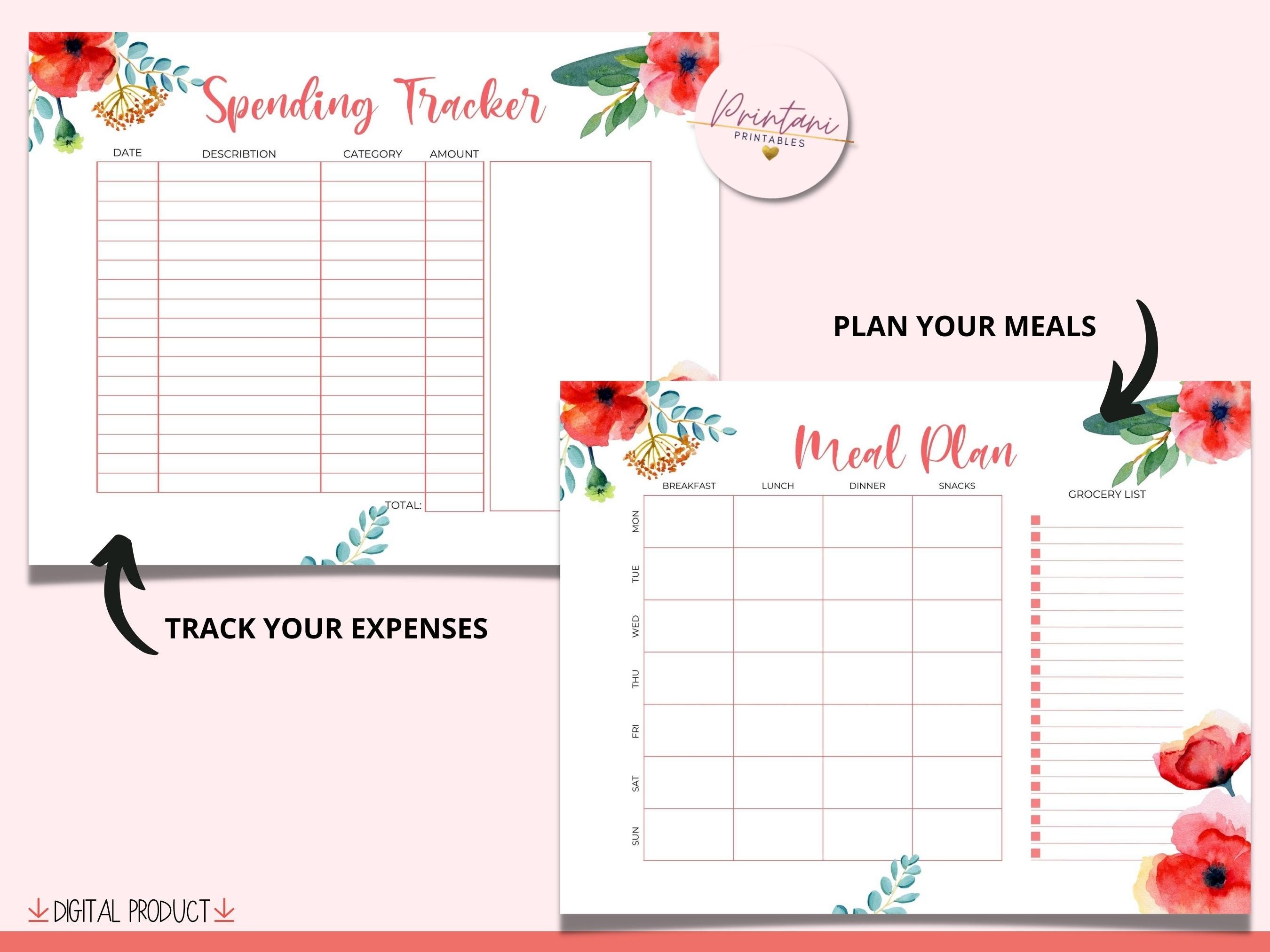 Printable Spring Floral Weekly Planner, Monthly Planner, Daily Planner ...