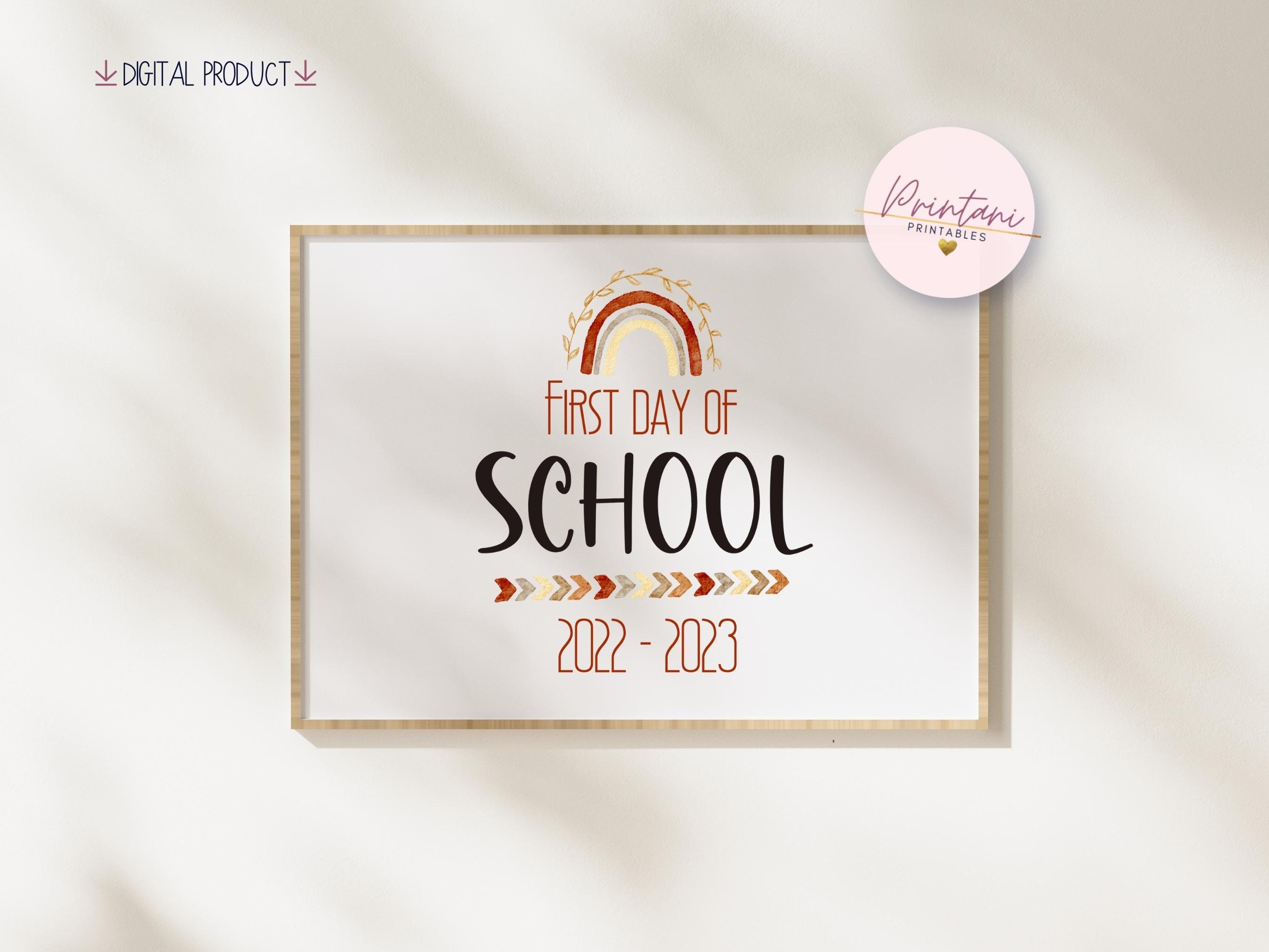 PRINTABLE First Day of School Sign, Boho Rainbow First Day of School ...