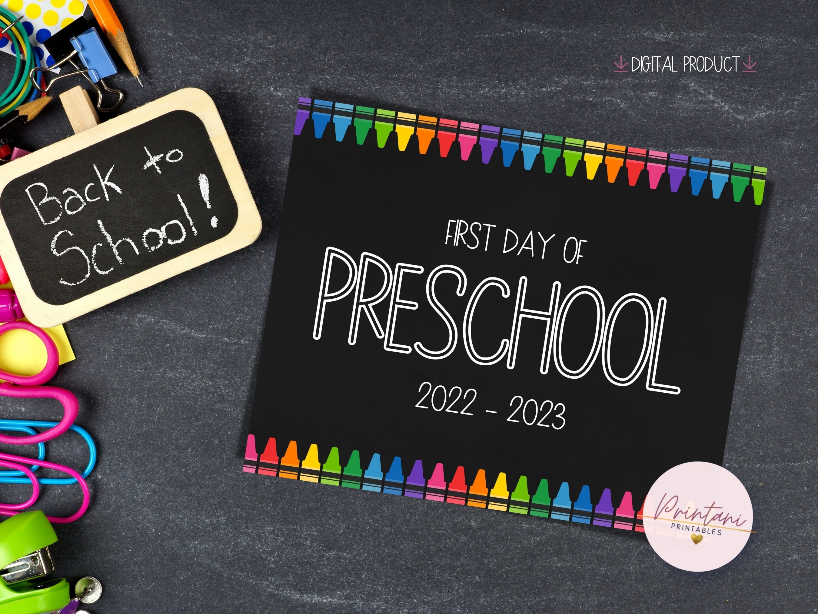 PRINTABLE First Day of School Simple Chalkboard Sign 2022, Last Day of ...