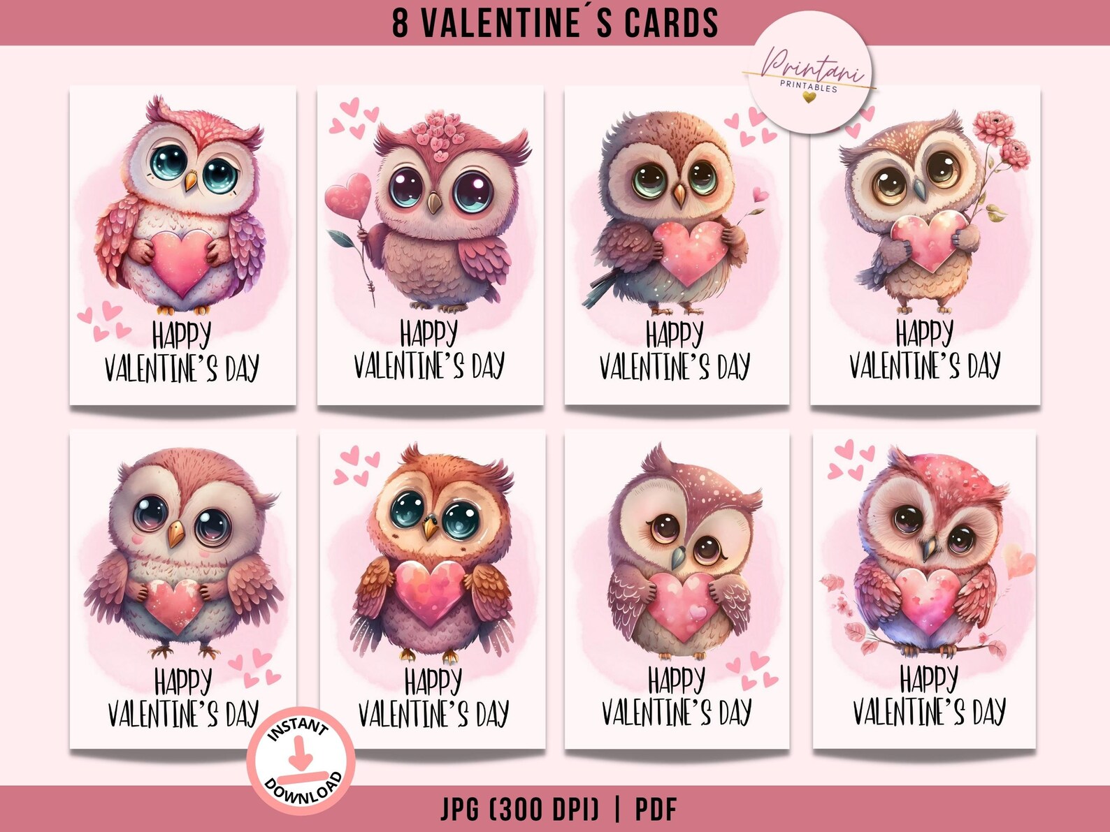 Kids Printable Happy Valentines Day Owl Card, Classroom Valentine Cute ...