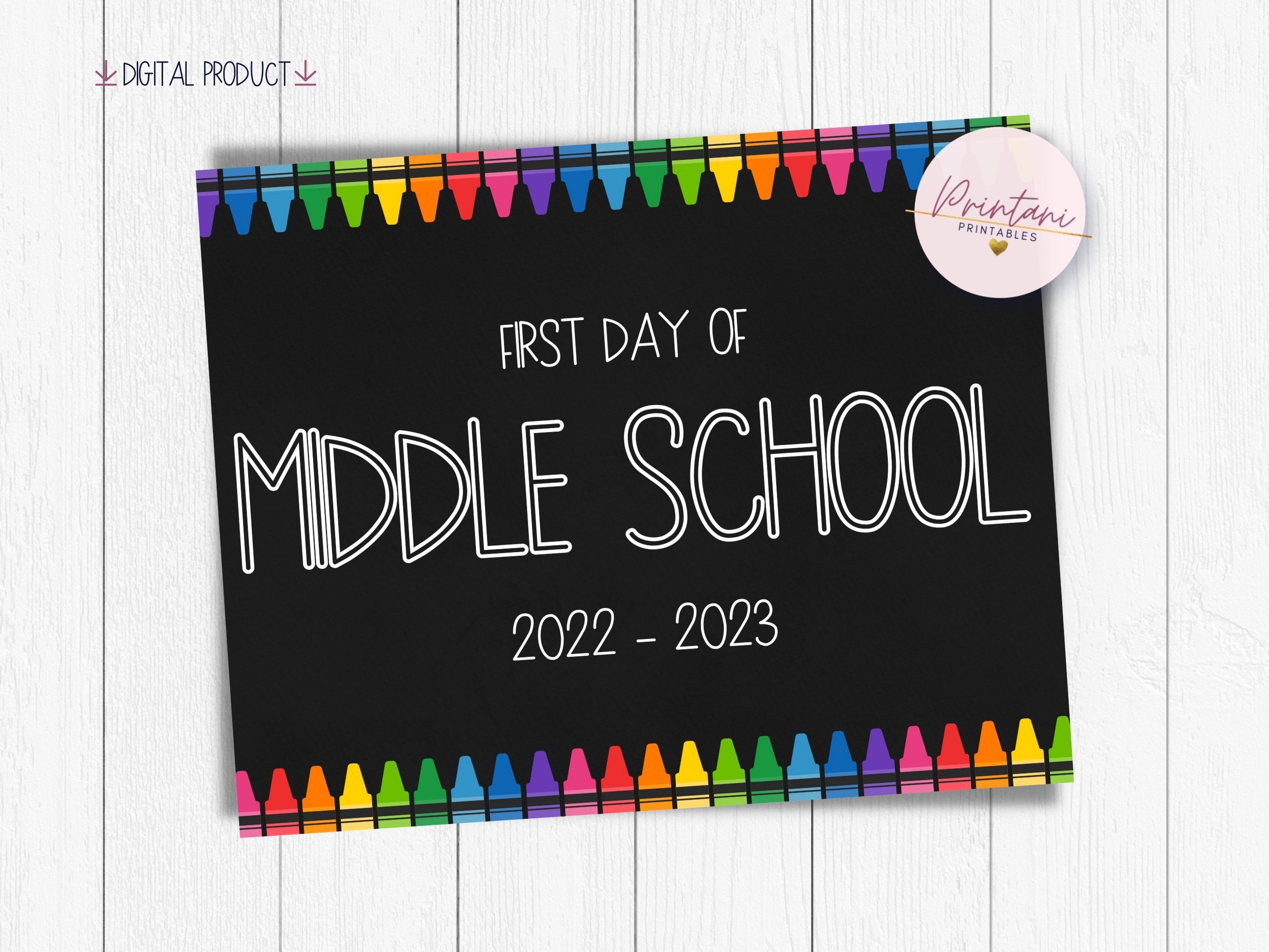 PRINTABLE First Day of School Simple Chalkboard Sign 2022, Last Day of ...
