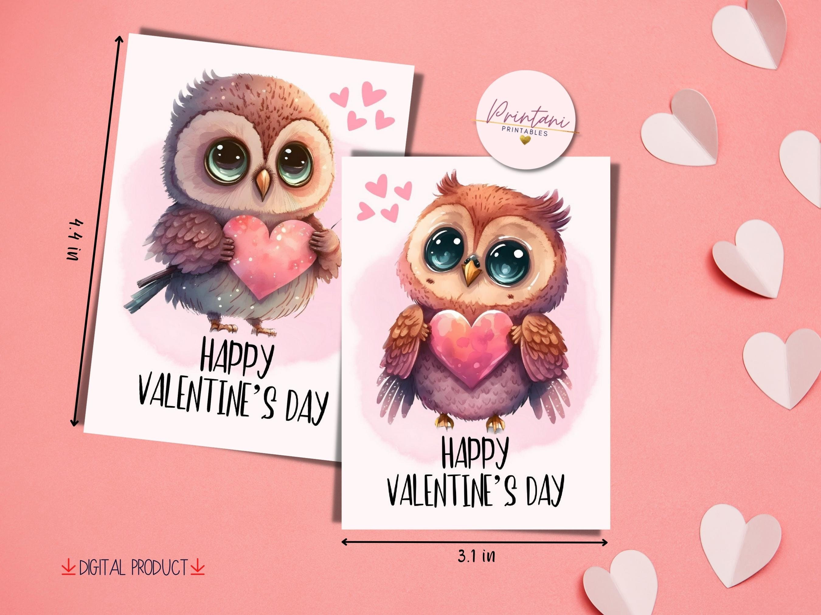 Kids Printable Happy Valentines Day Owl Card, Classroom Valentine Cute ...