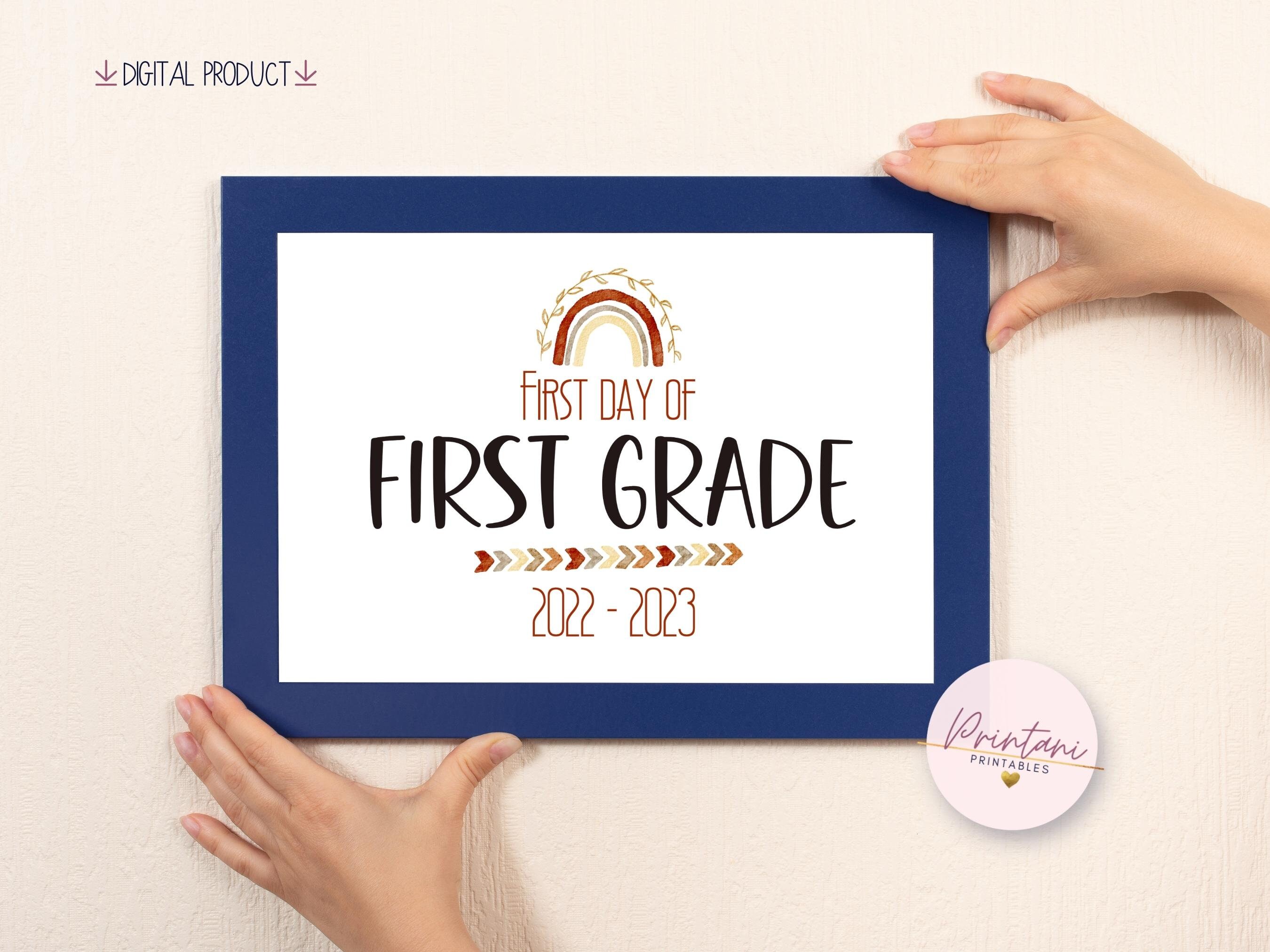 PRINTABLE First Day of School Sign, Boho Rainbow First Day of School ...