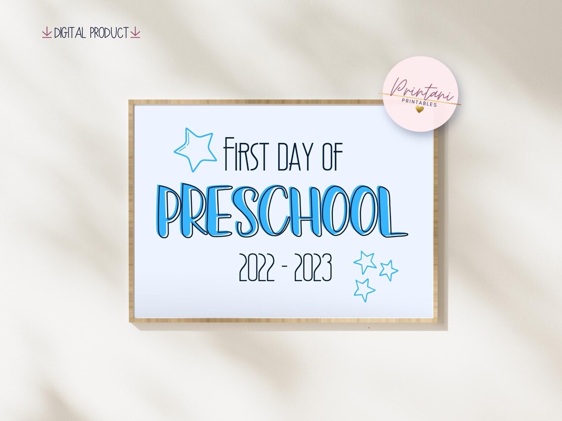 PRINTABLE First Day of School Sign, Blue Boy First Day of School Sign ...