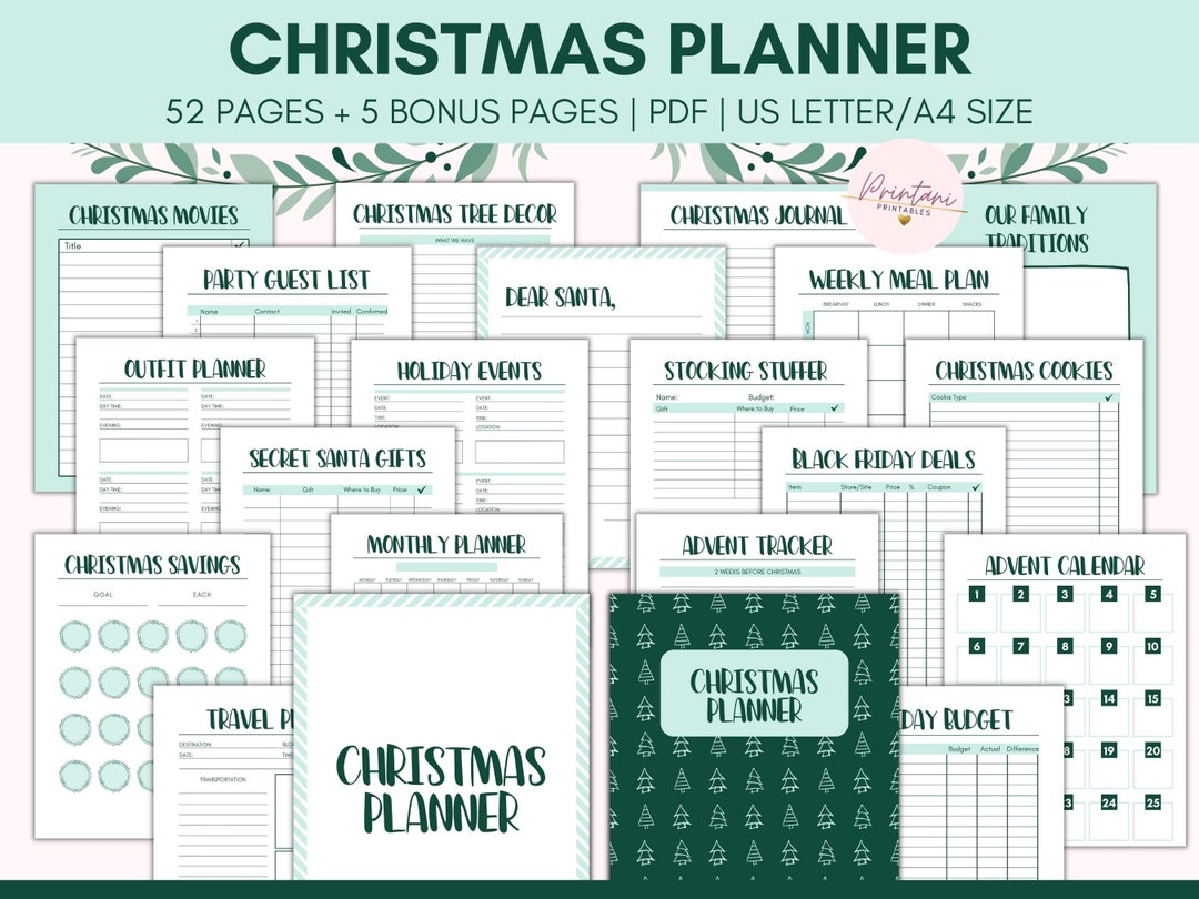 Ultimate Printable Christmas Planner, Green PDF Printable Holiday ...
