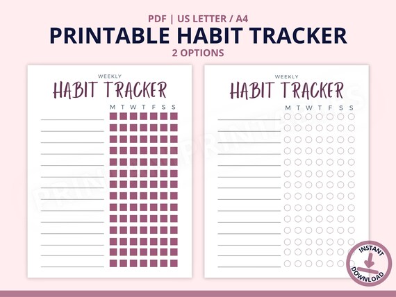 Printable Weekly Habit Tracker Goal Planner Printable PDF | Etsy