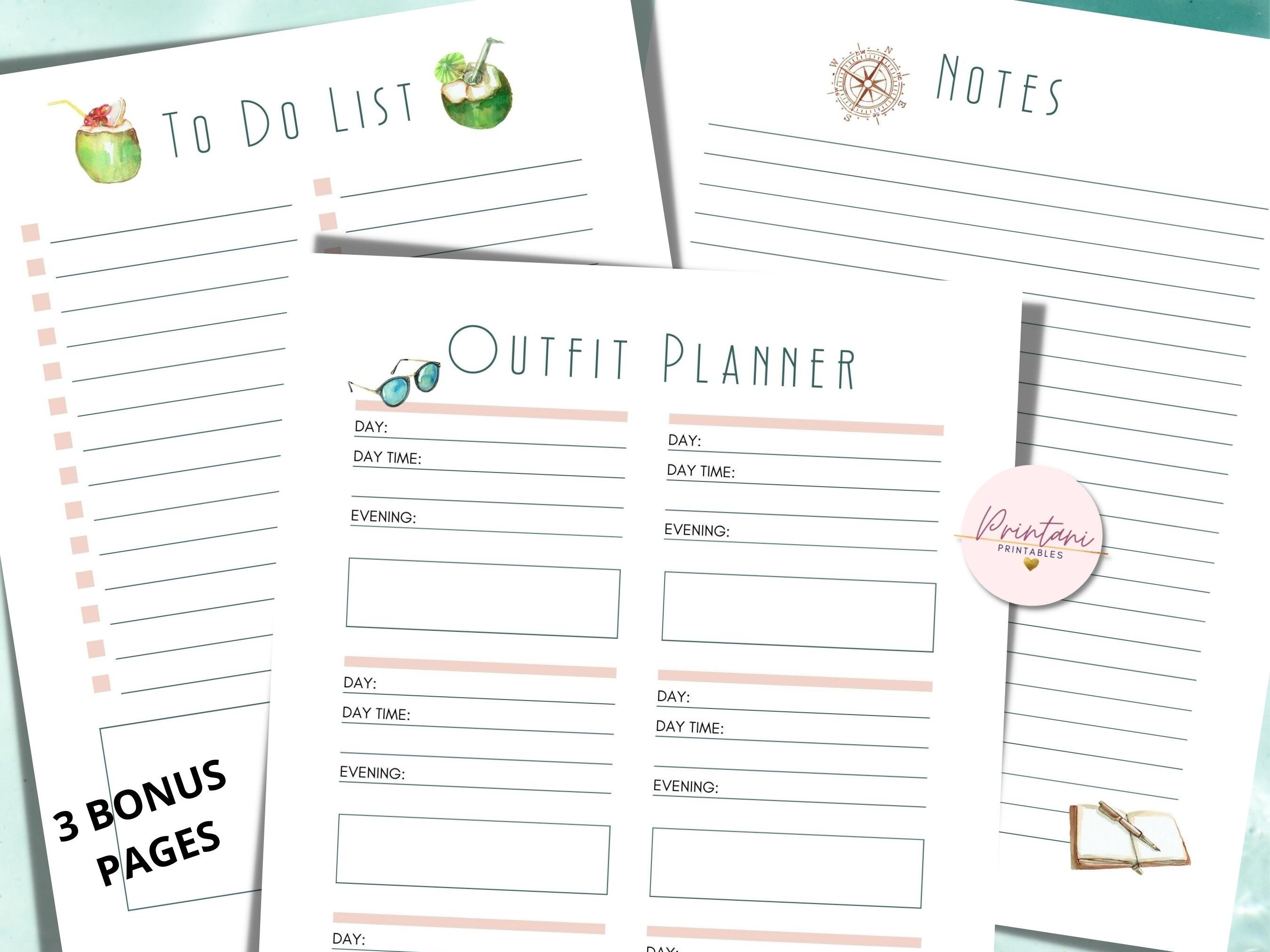 Printable Travel Check List, Travel Packing List, Digital Travel ...