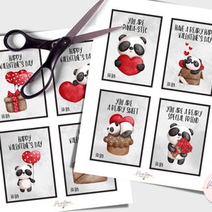Kids Printable Happy Valentines Day Card, Classroom Valentine Panda ...