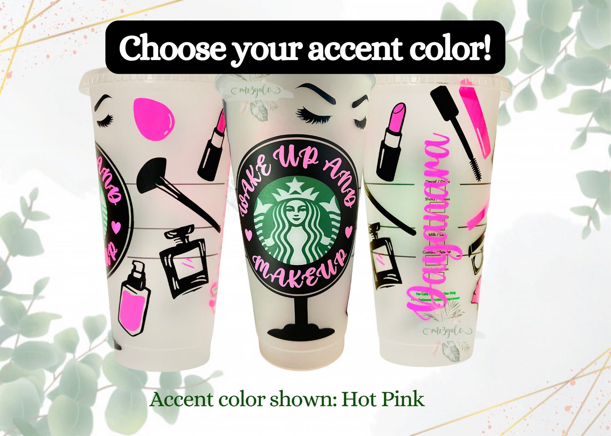 CUSTOM Wake up and Makeup Starbucks Cup Makeup Cup Makeup | Etsy