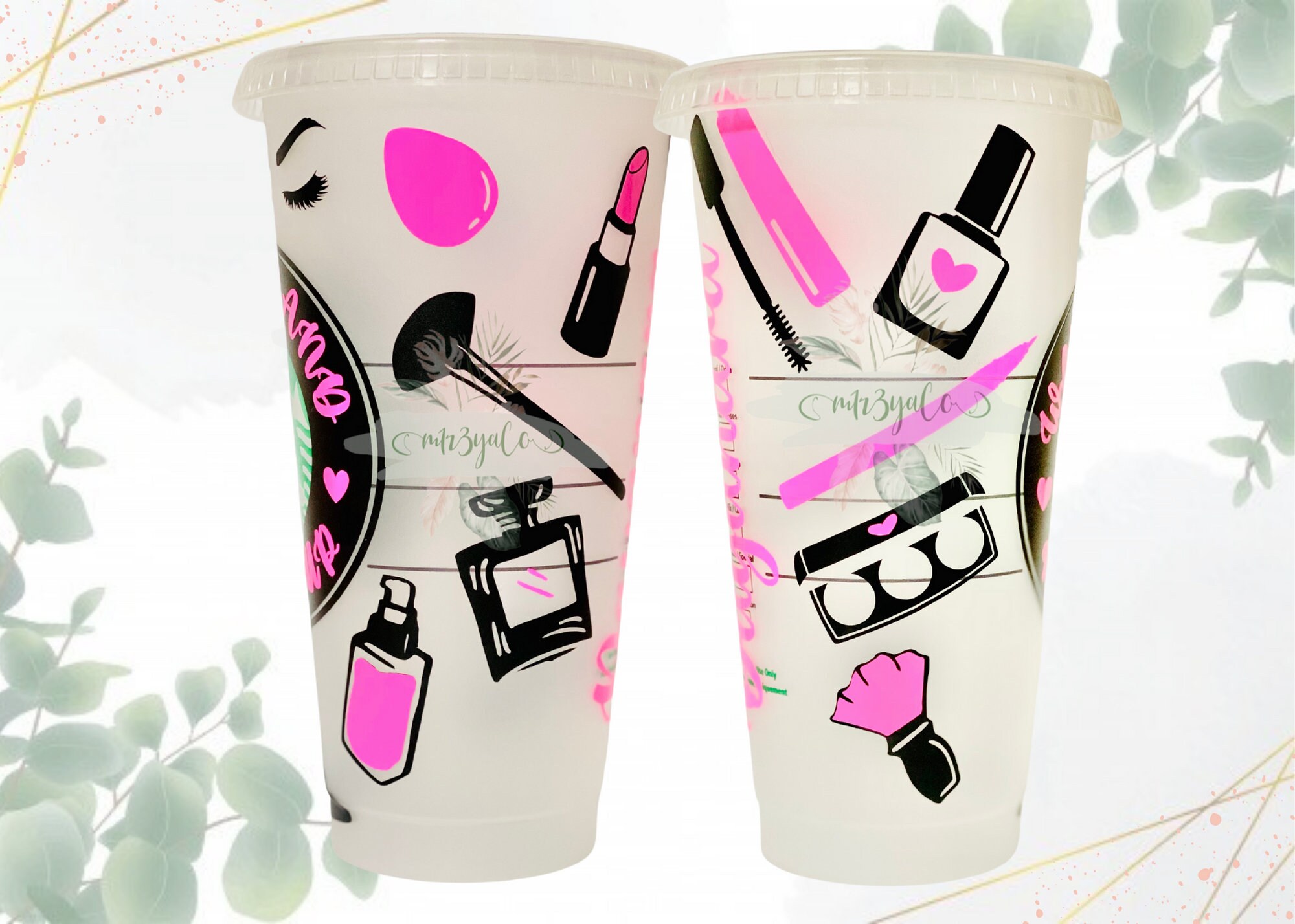 CUSTOM Wake up and Makeup Starbucks Cup Makeup Cup Makeup | Etsy