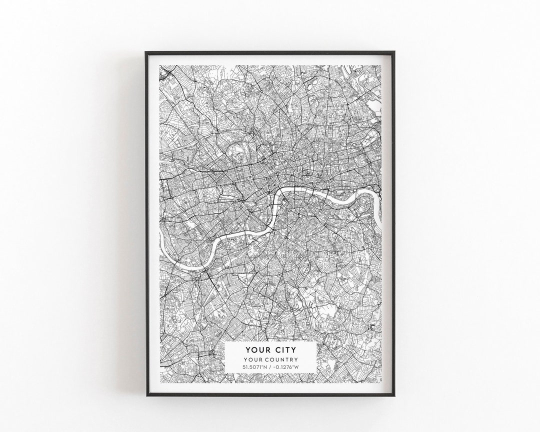 Any City Map, Custom Map, Custom Map Poster, Any City, Any Town ...