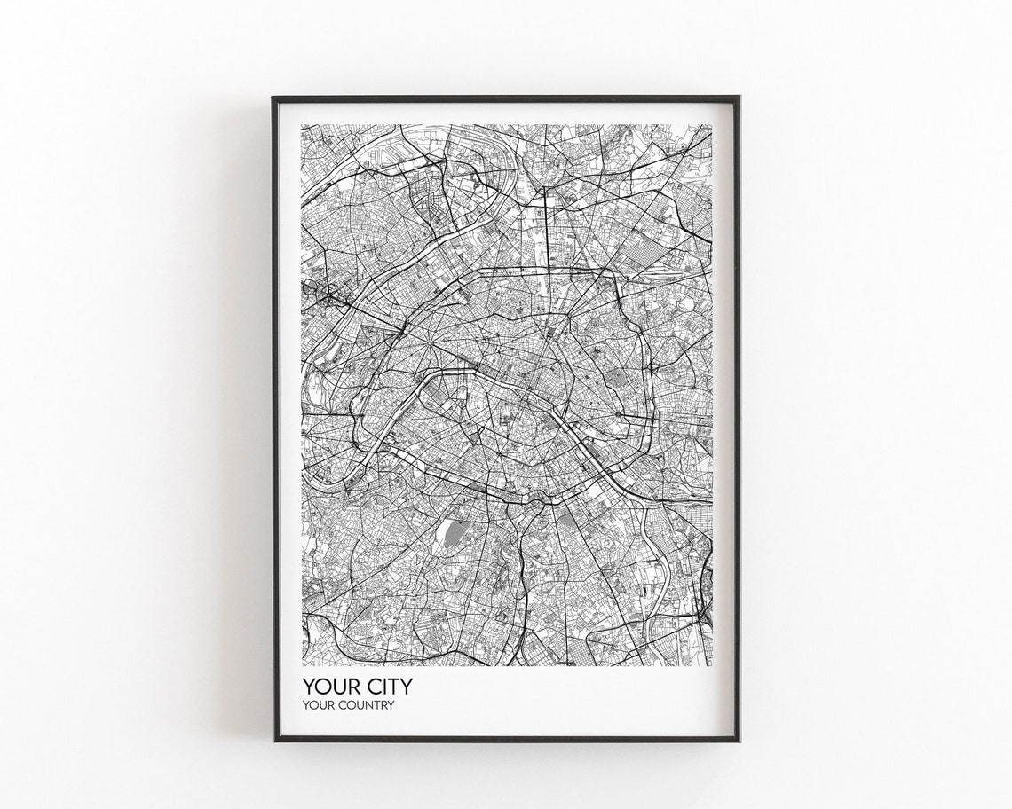 Custom Street Map Poster, Personalized City Print, Modern Wall Art ...