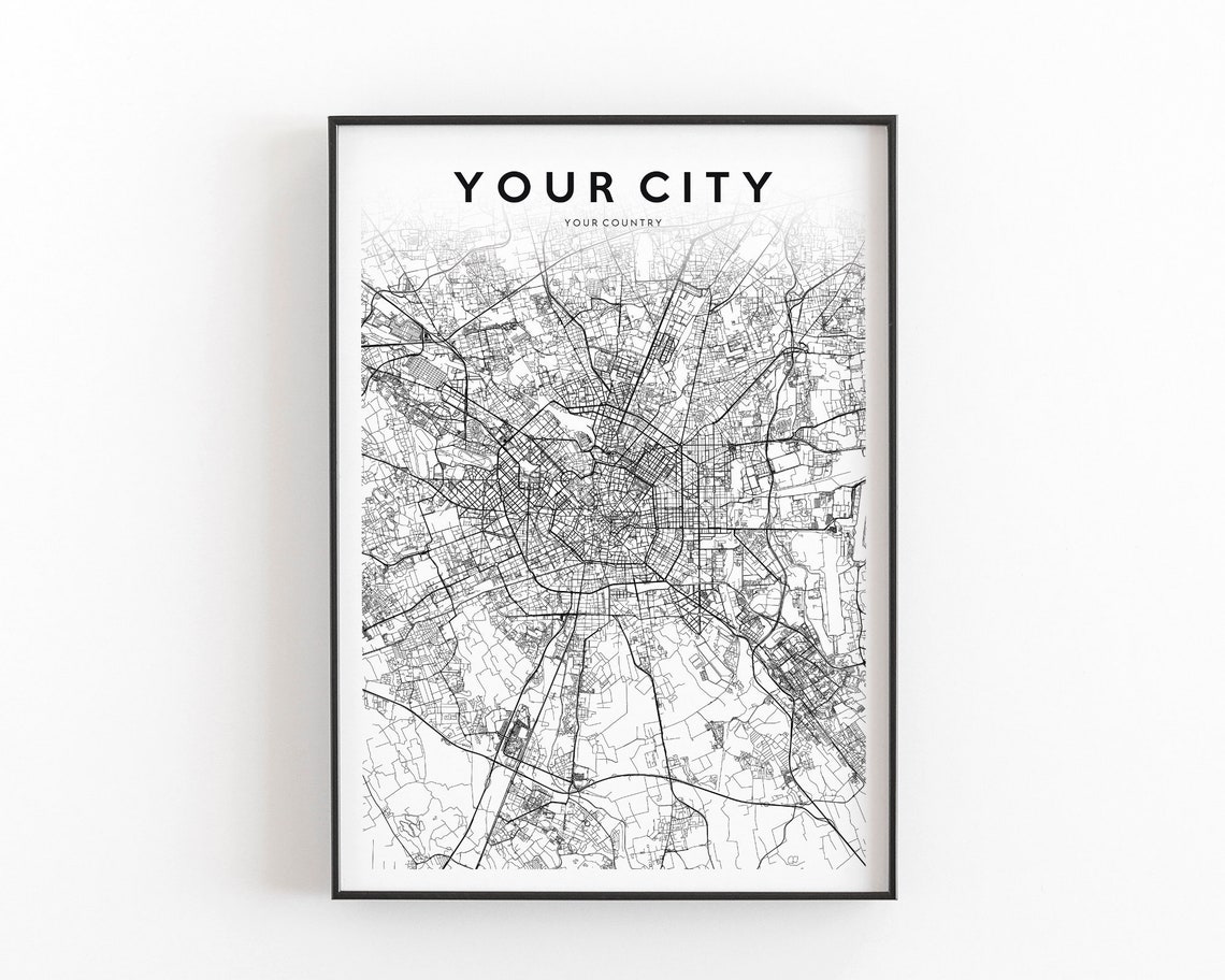 Any City Map Custom Map Custom Map Poster Any City Any - Etsy