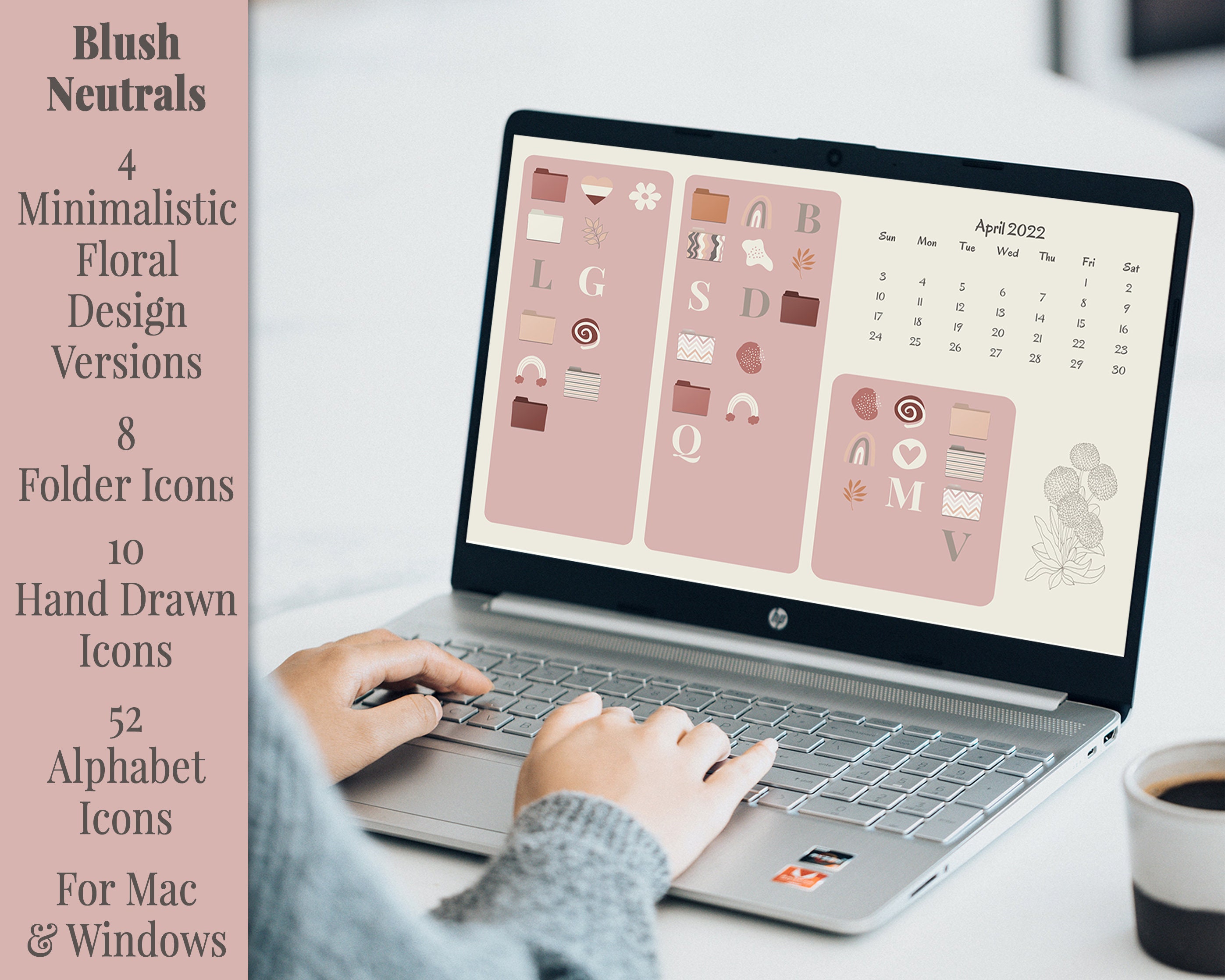 Blush Pink Digital Background 2021 - 2022, Minimalist Calendar Desktop ...