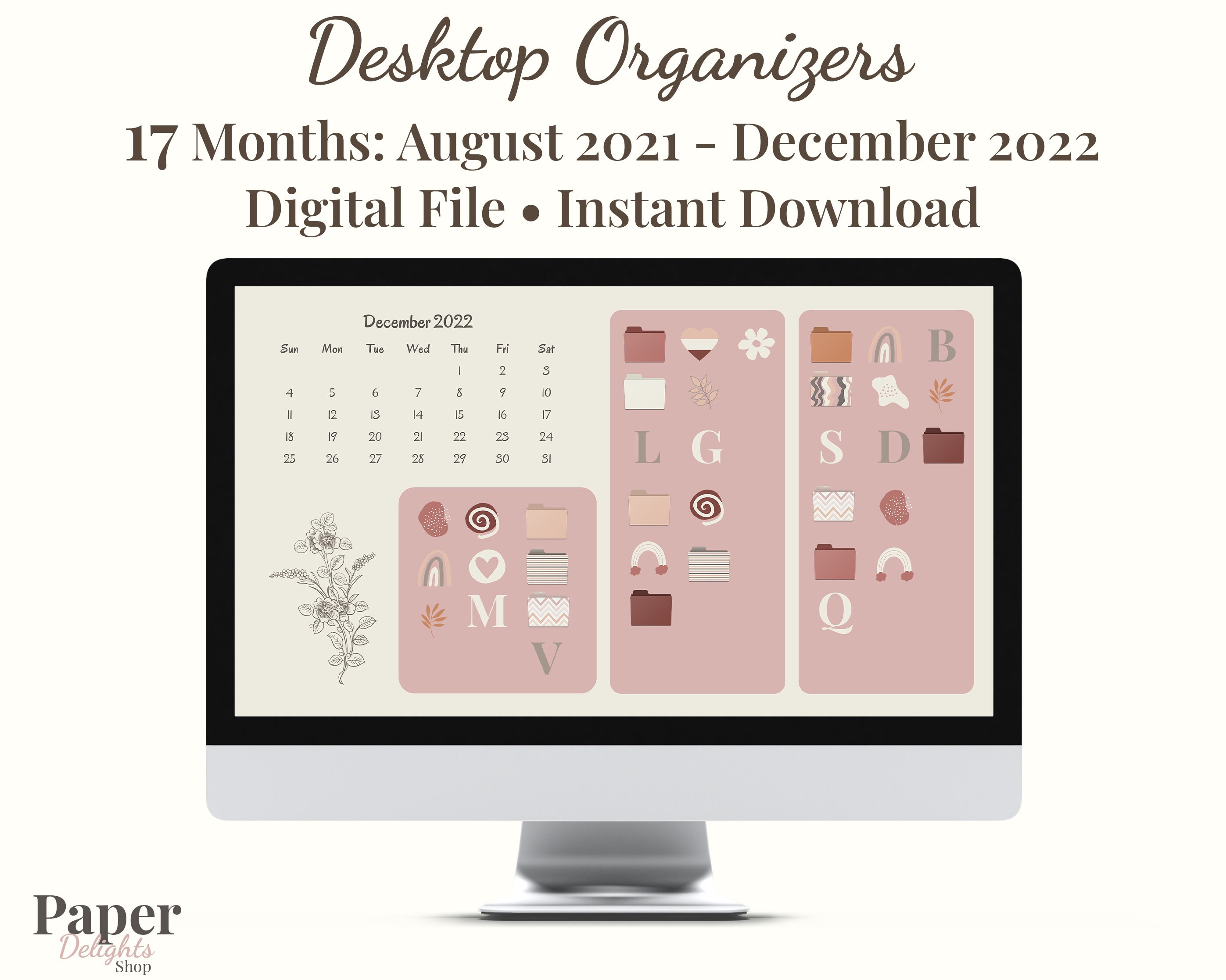 Blush Pink Digital Background 2021 - 2022, Minimalist Calendar Desktop ...
