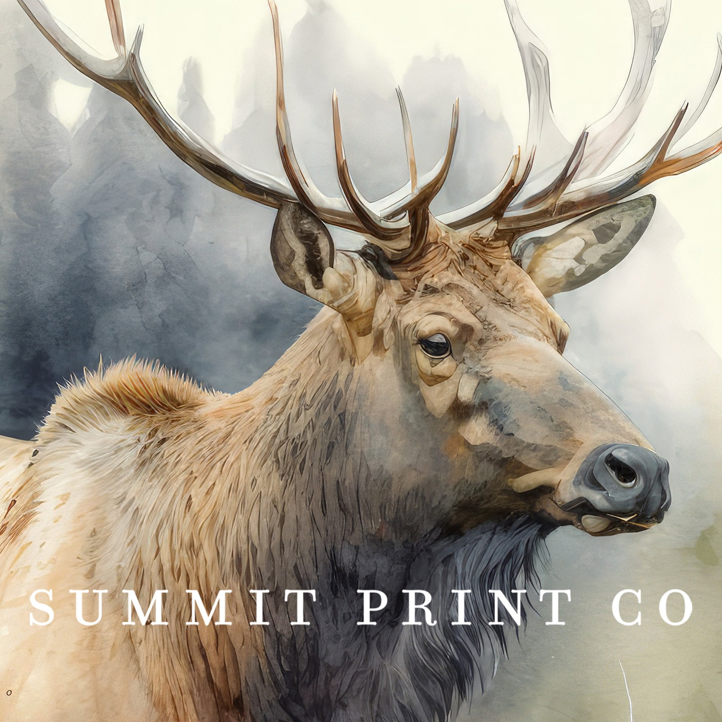 Elk Printable Wall Art Watercolor Painting Art Print Western Cabin ...