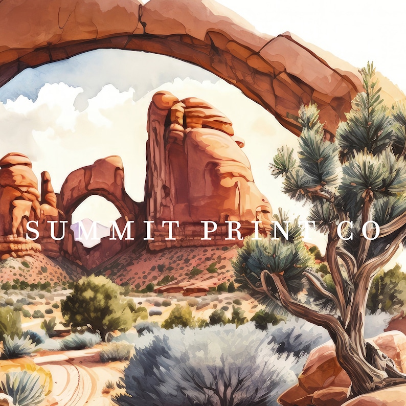 National Park Poster Arches National Park Print Utah Watercolor ...