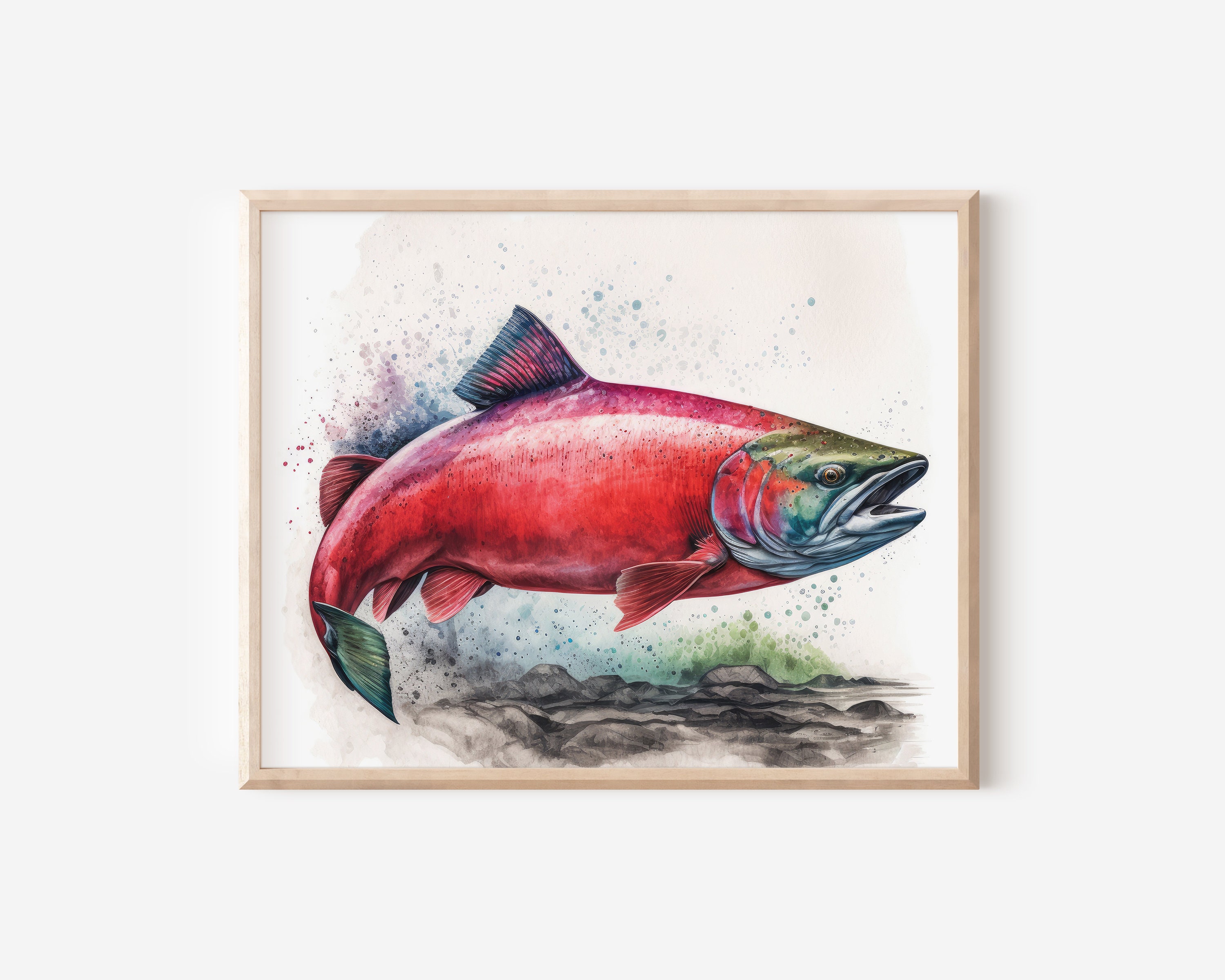Sockeye Salmon Watercolor Print Salmon Poster Fly Fishing Art Fisherman ...