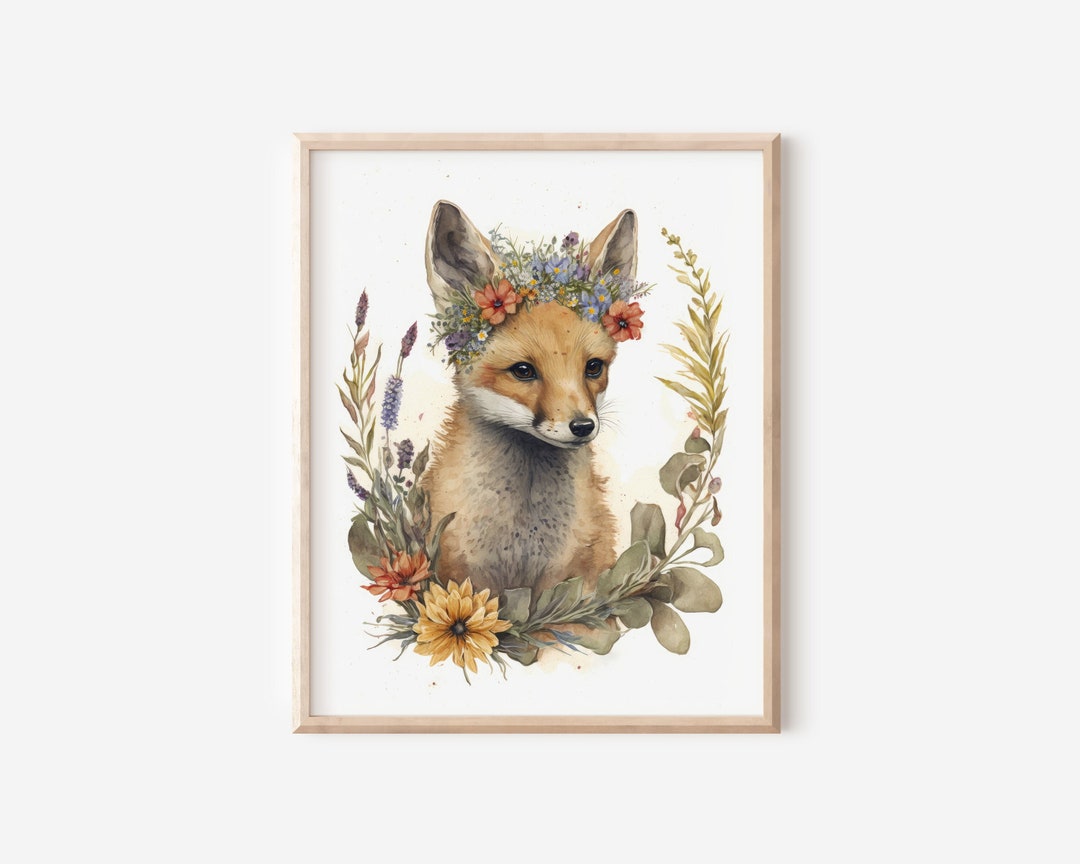 Fox Printable Watercolor Art Fox Nursery Artwork Fox Nursery Decor ...