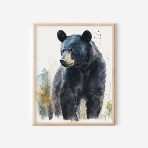 Black Bear Watercolor Painting Printable Art Lakehouse Decor Cabin Wall ...