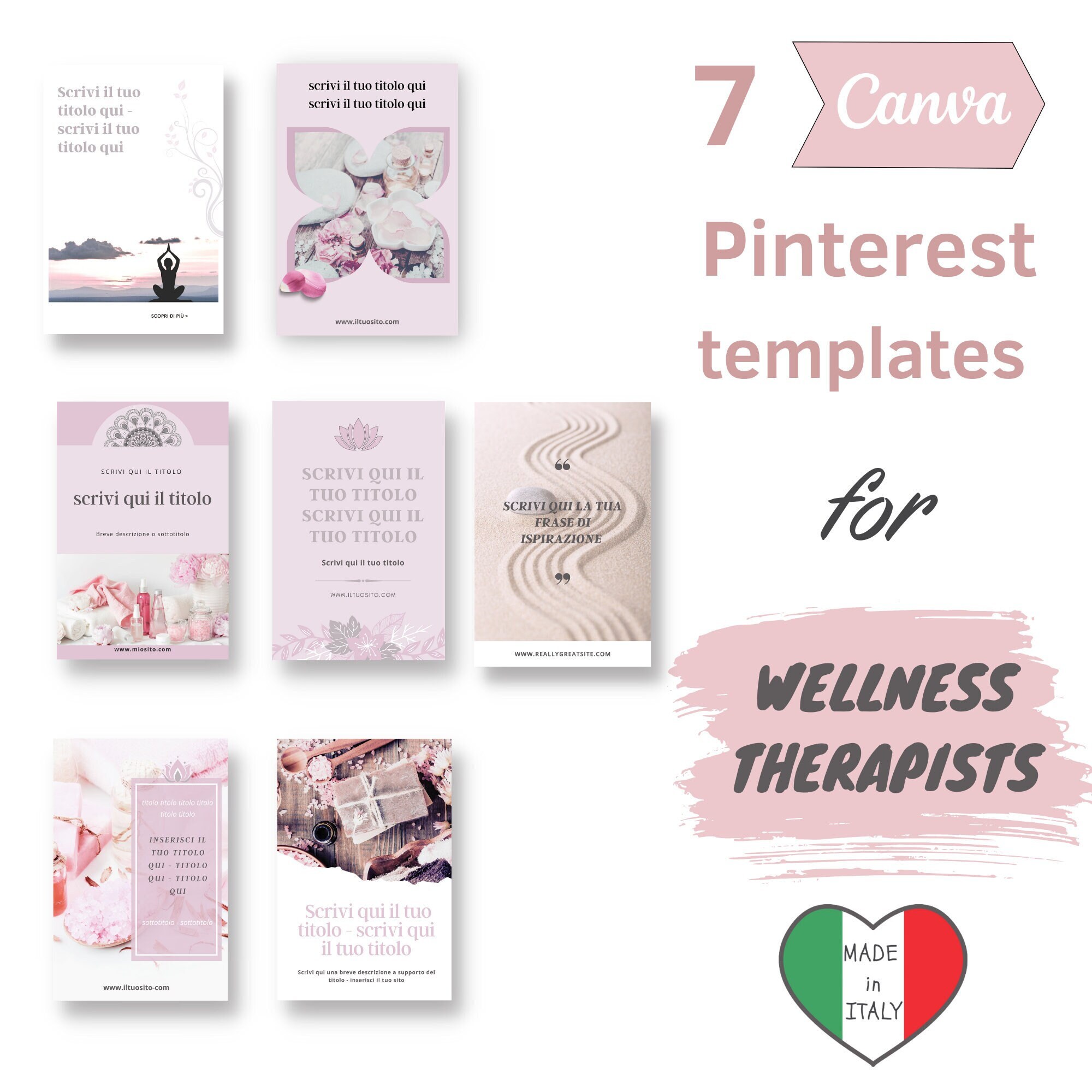 WELLNESS PINTEREST TEMPLATES Editable on Canva Holistic - Etsy