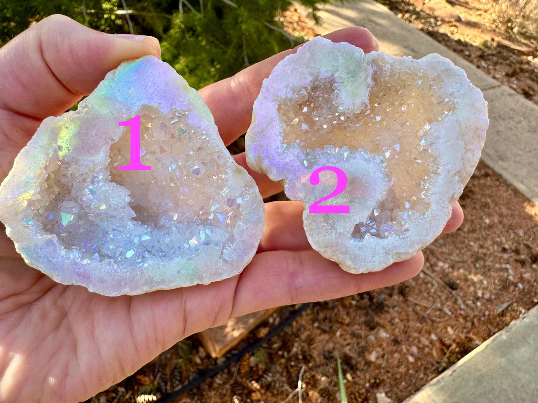 You Choose Angel Aura Clear Quartz Geodes | Healing Rainbow Aura Quartz ...