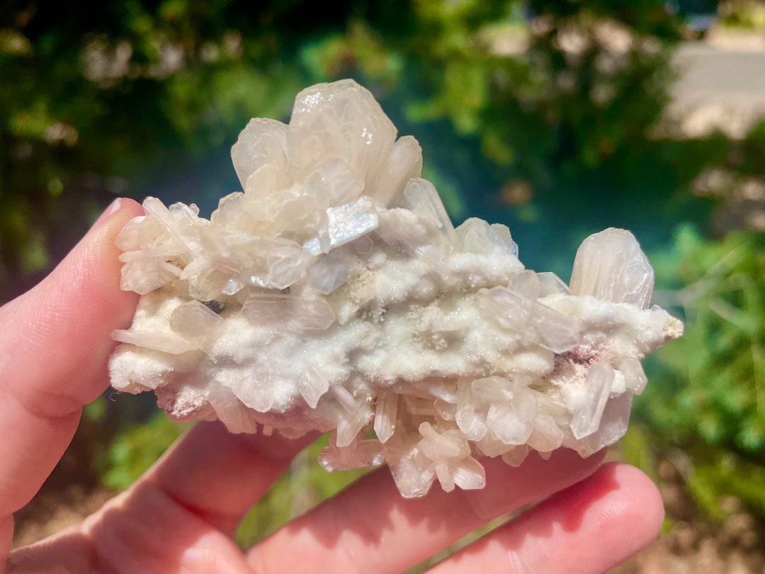 Stunning Apophyllite and Stilbite on Sparkly (fuzzy) Chalcedony Quartz ...
