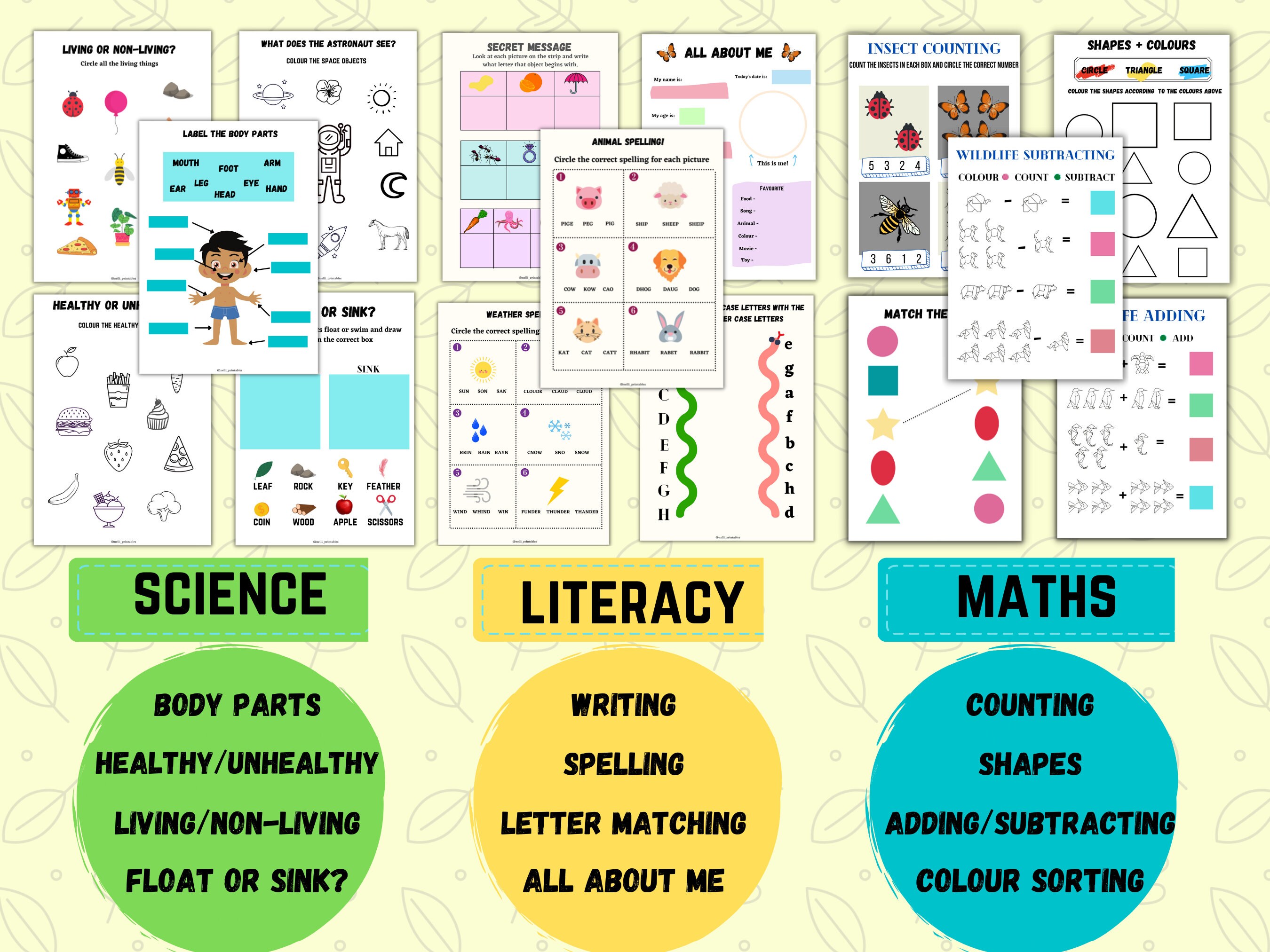 Preschool Bundle| Preschool Science Worksheet| Preschool Maths ...
