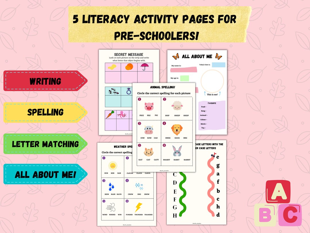 Preschool Literacy Bundle| Preschool Literacy Worksheets| Printable ...
