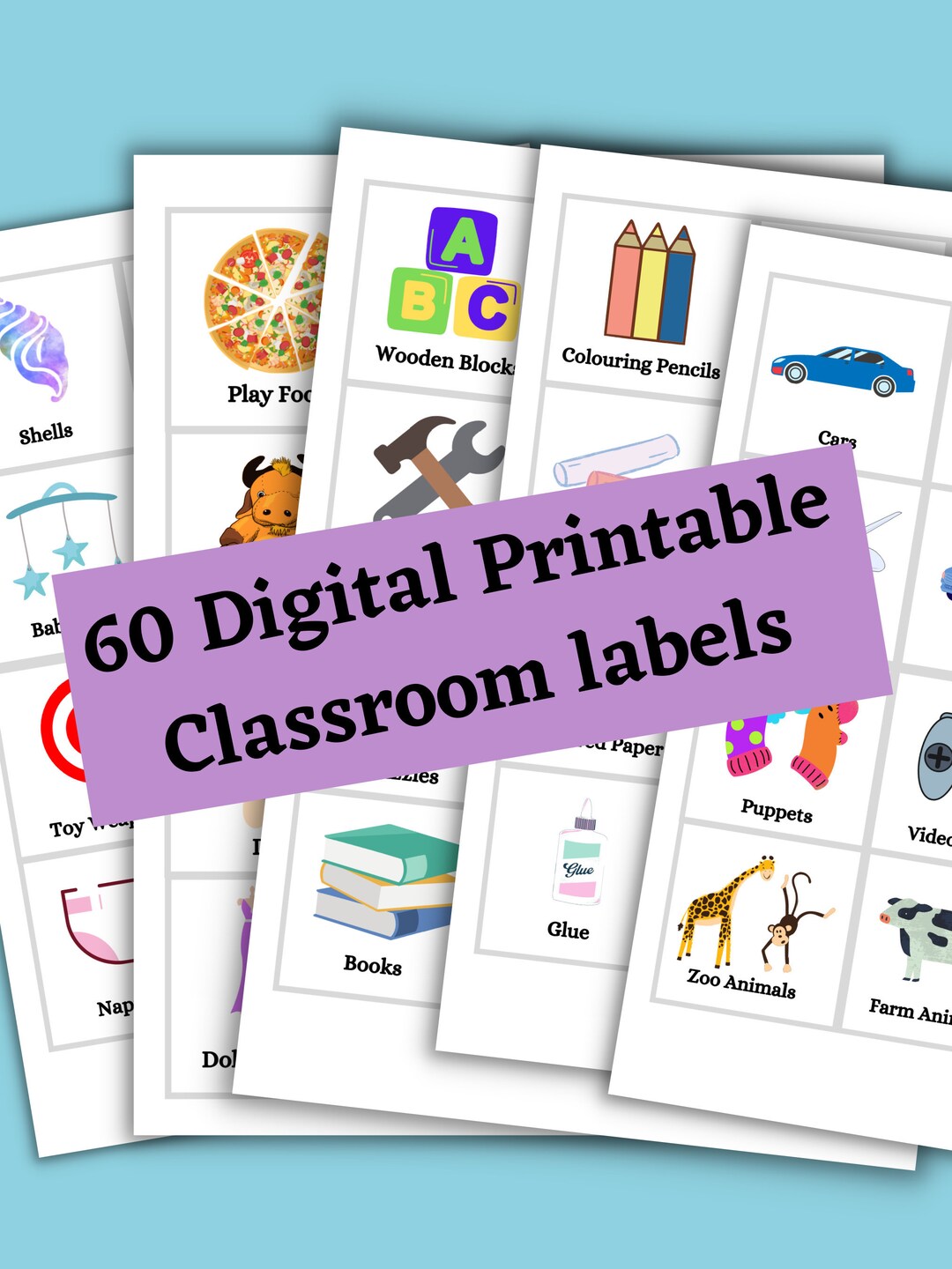 60 Digital Printable Classroom Labels| Instant Download| Printable ...