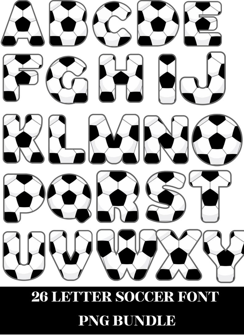 Soccer Alphabet PNG Font Bundle: Game Day Sports Letters (digital ...