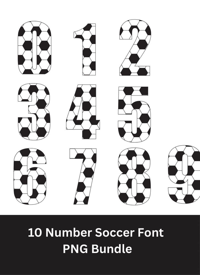 Soccer Number PNG Font: Sports Jersey Numbers Clipart (digital Download ...