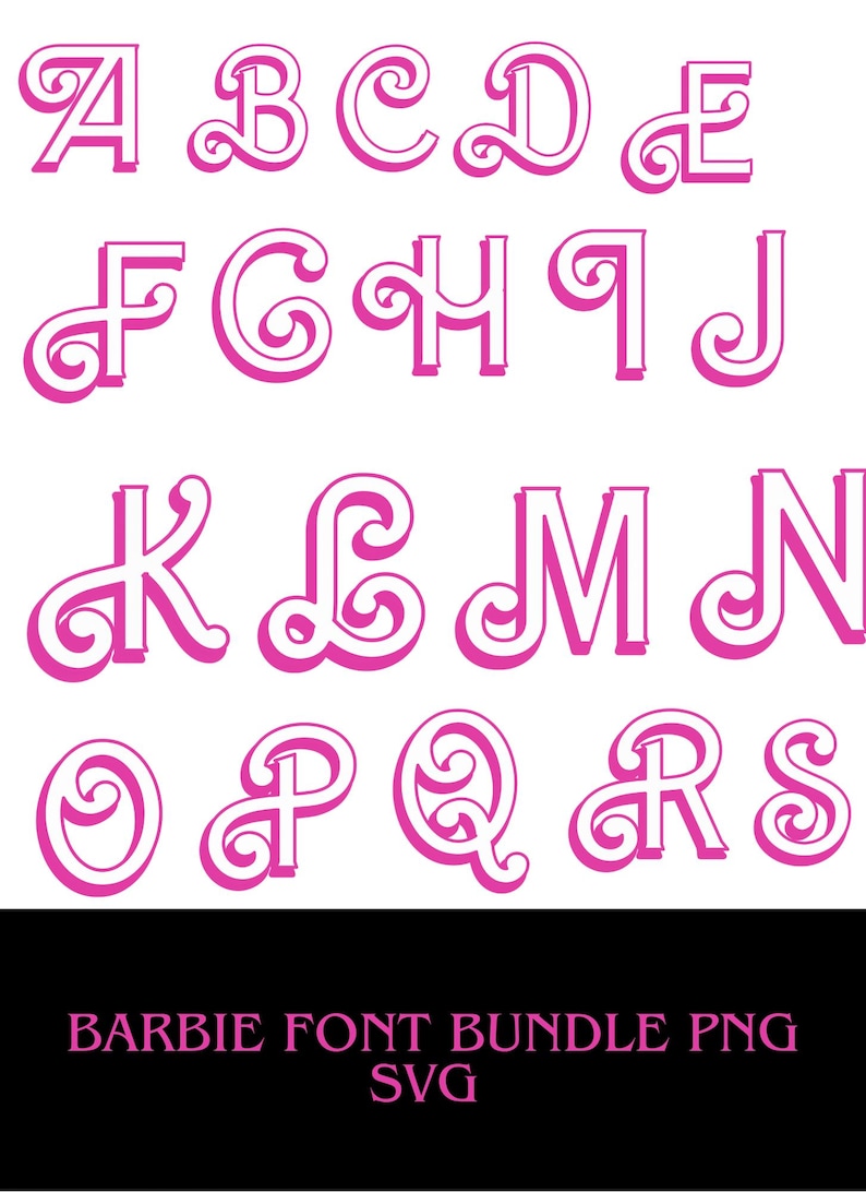 Barbie Font Bundle: 3 Alphabets, 20 Clipart, 5 Backgrounds (PNG SVG ...