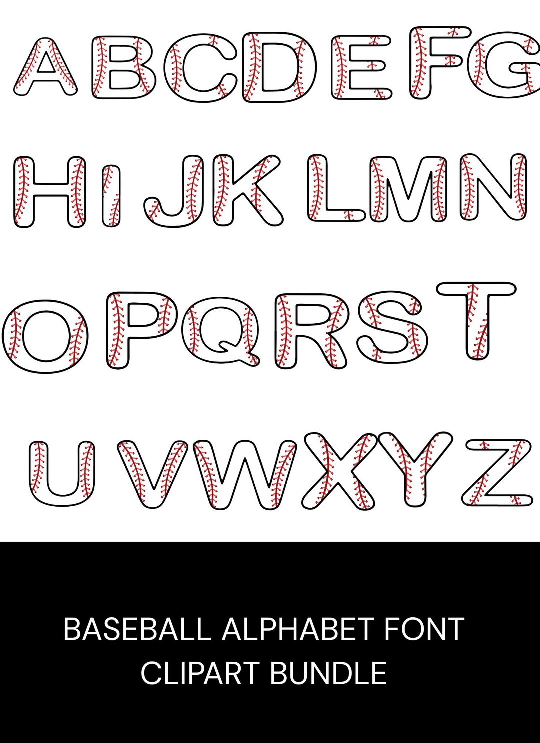 Baseball Font Alphabet Bundle: 26 PNG Letters, Sports Designs (instant ...